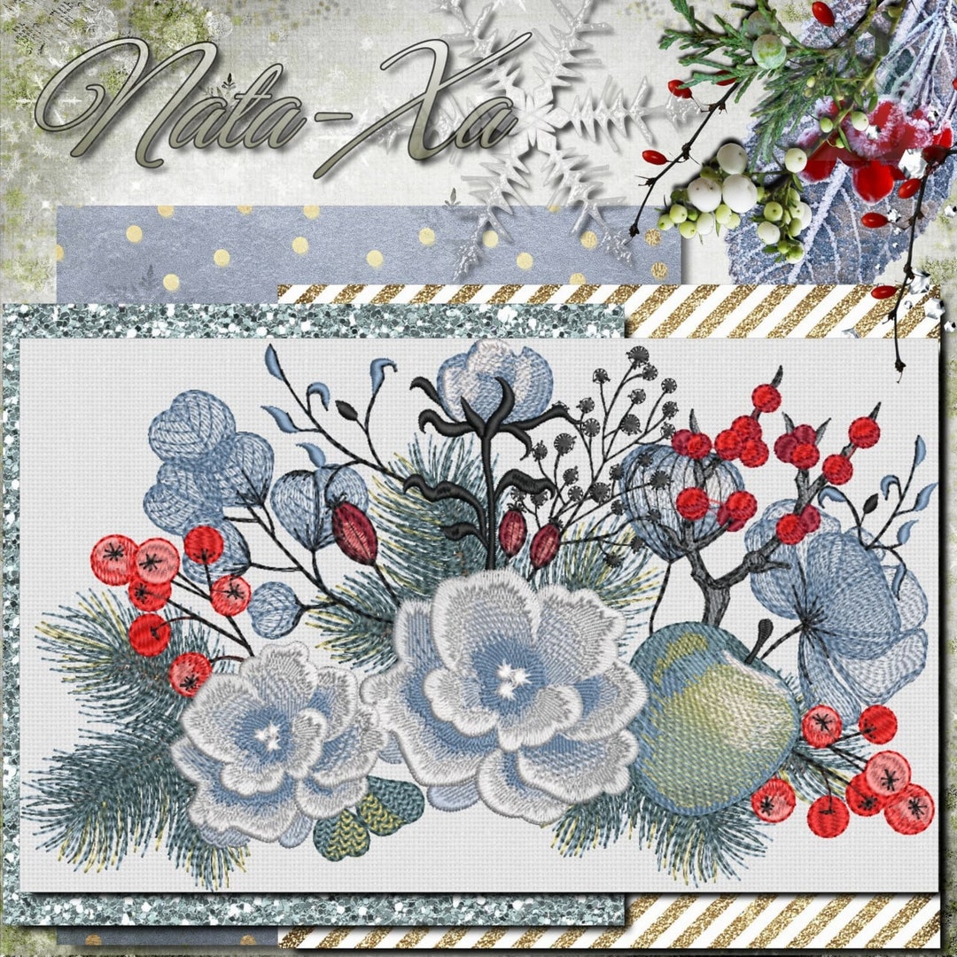 Winter Pine Centerpiece Machine Embroidery Design. Fit 6x10" Hoop. Pine ...
