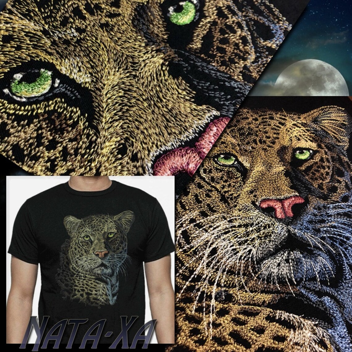 Cheetah Embroidery Design in the Night Series 3 Sizes to - Etsy