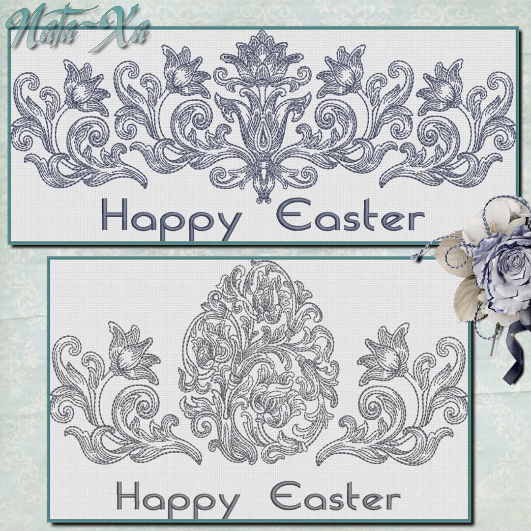Easter Egg Machine Embroidery Design Set of 5 Designs. Different Sizes ...