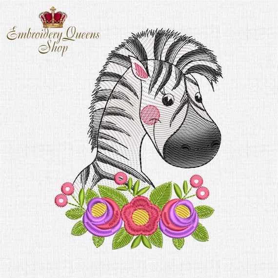 3 Sizes. Cute Baby Zebra Machine Embroidery Designs Instant - Etsy