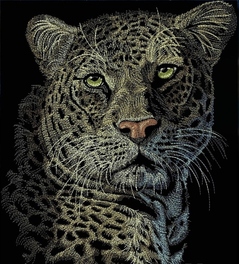 Cheetah Embroidery Design in the Night Series 3 Sizes to - Etsy
