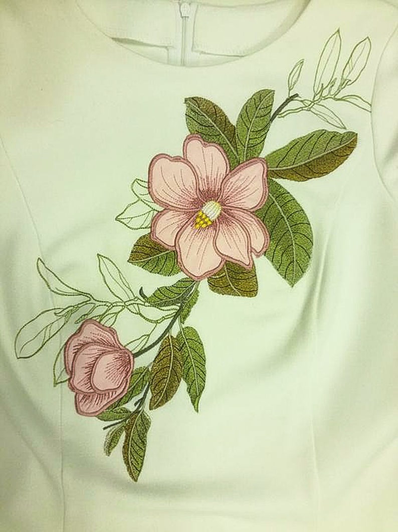 Magnolia Machine Embroidery Design Applique + Embroidery Instant ...