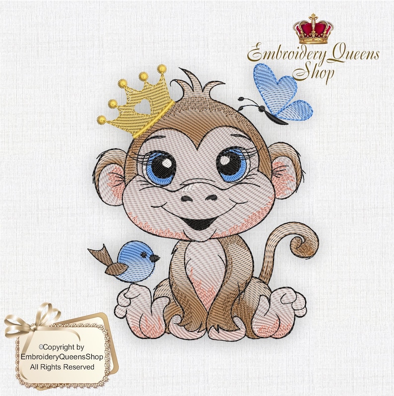 Baby Monkey Machine Embroidery Design 3 Sizes to Download - Etsy
