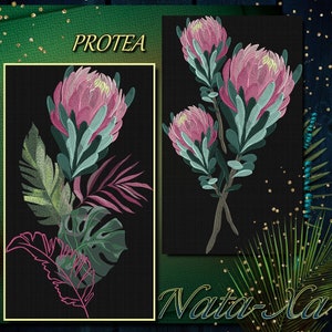 Protea Flower Machine Embroidery Design Tropics Series 6 Sizes to ...