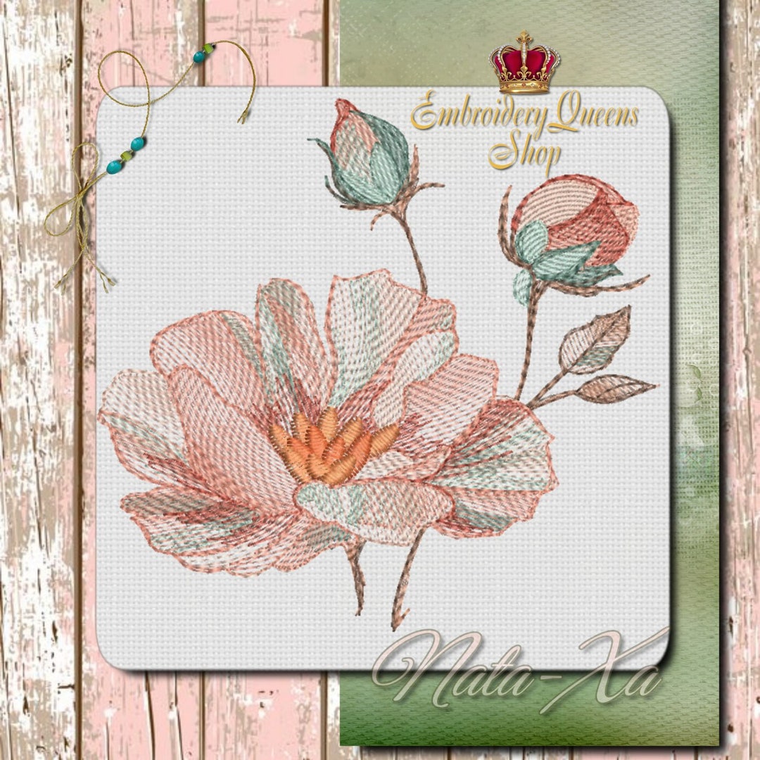 Wild Rose Machine Embroidery Design 3 Sizes to Download Fit 4x4 ...