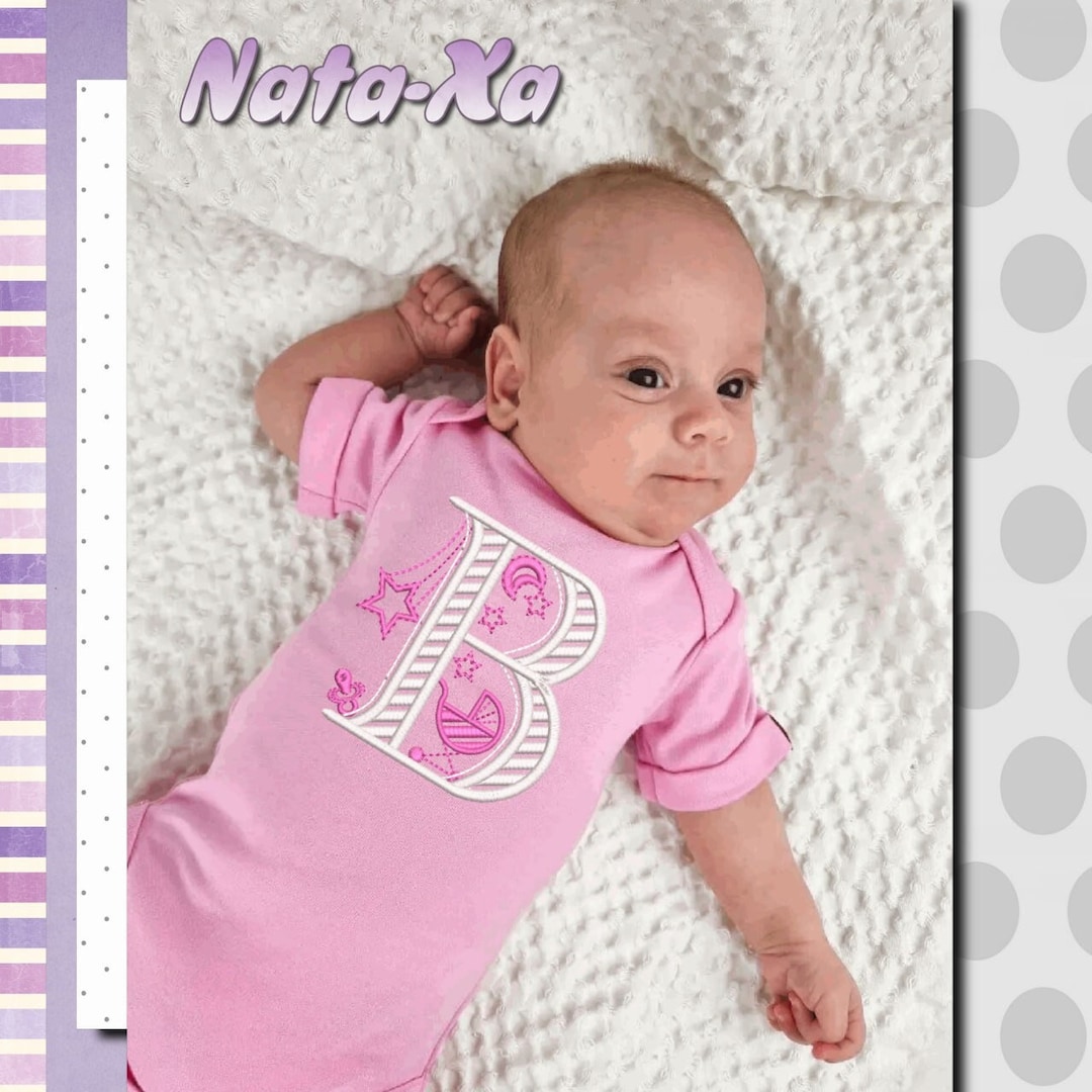 Baby Monogram Letter B Machine Embroidery Design Nursery ABC 3 Sizes ...