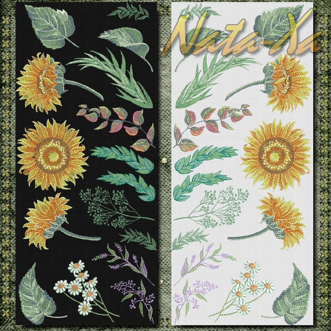 Sunflower Machine Embroidery Design Set of 16 Designs. Fit 5x7 ...