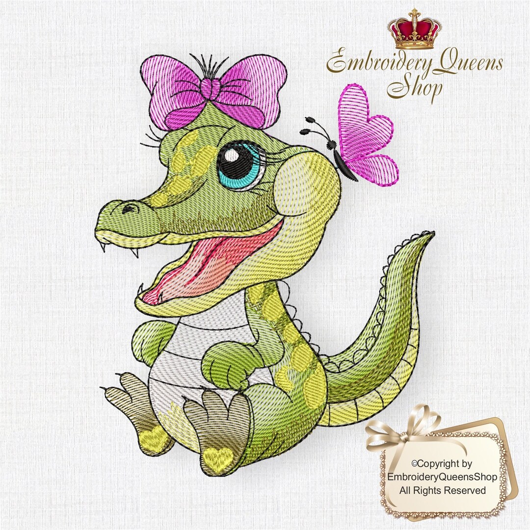 Baby Alligator Machine Embroidery Design Safari Babies Series 3 Sizes ...