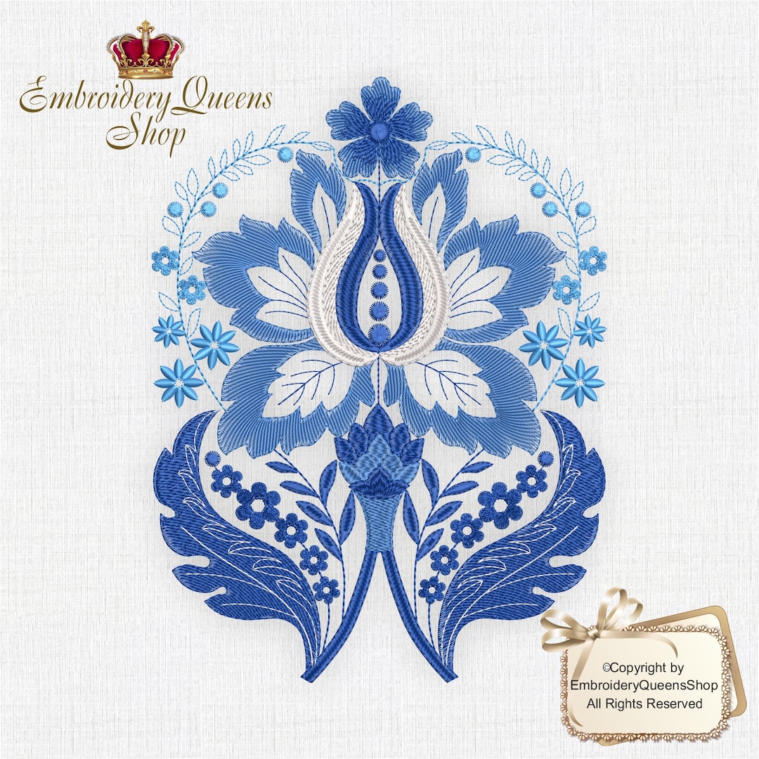 Damask Flower Machine Embroidery Design 5 Sizes to Download Fit 6.3x8.4 ...
