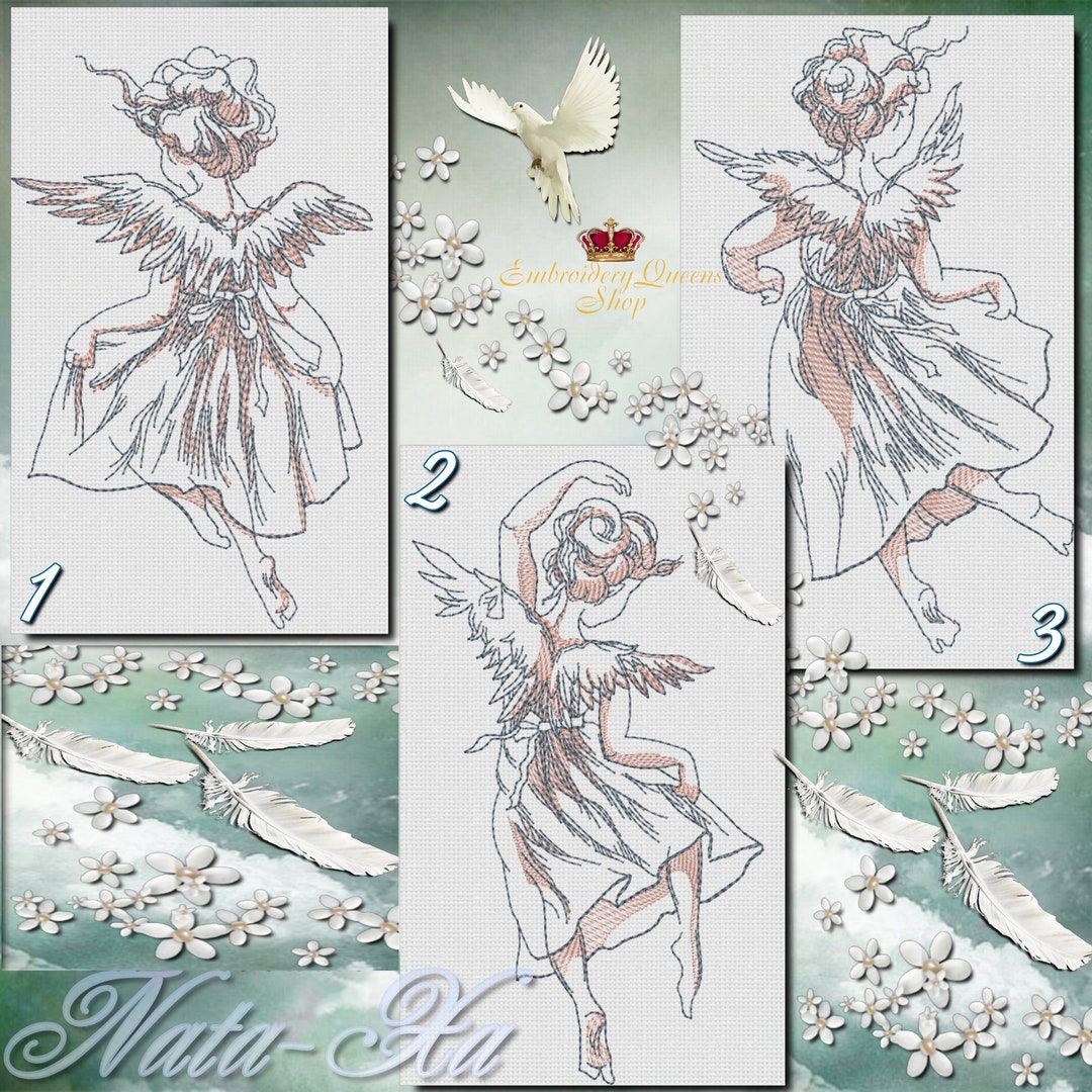 Dancing Angels Ballet Angels Set of 4 Machine Embroidery Designs 3 ...