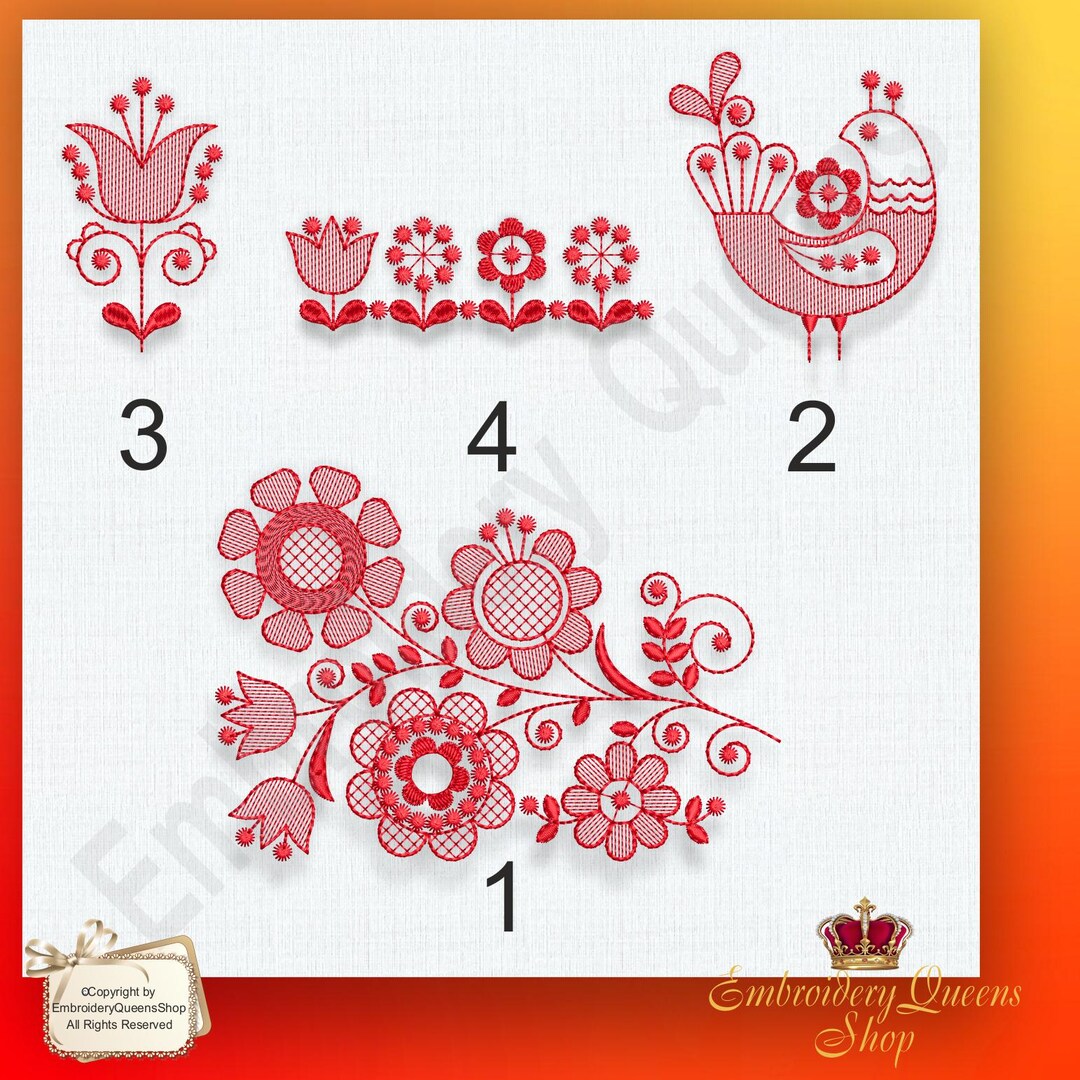 Boho Flowers Machine Embroidery Designs Set 4 Designs Fit 5x7 ...