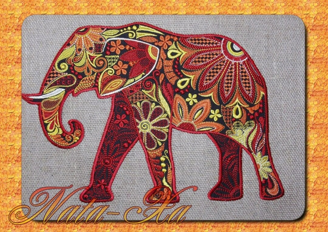Elephant Applique With Embroidery Machine Embroidery Design. 3 Sizes to ...