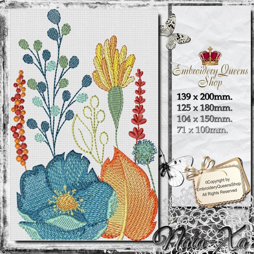 Summer Flowers Machine Embroidery Designs 4 Sizes to Download Fit 4x4 ...
