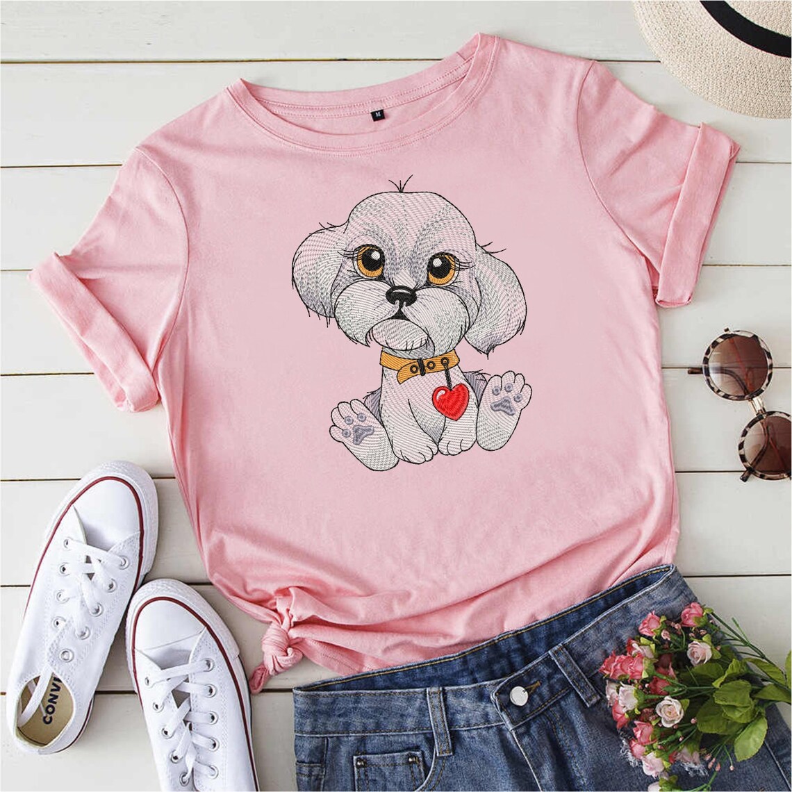 Puppy Dog Machine Embroidery Designs Cute Baby Maltese Instant - Etsy