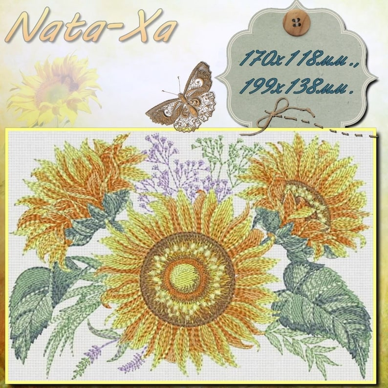 Sunflowers Machine Embroidery Design 2 Sizes to Download Fit - Etsy