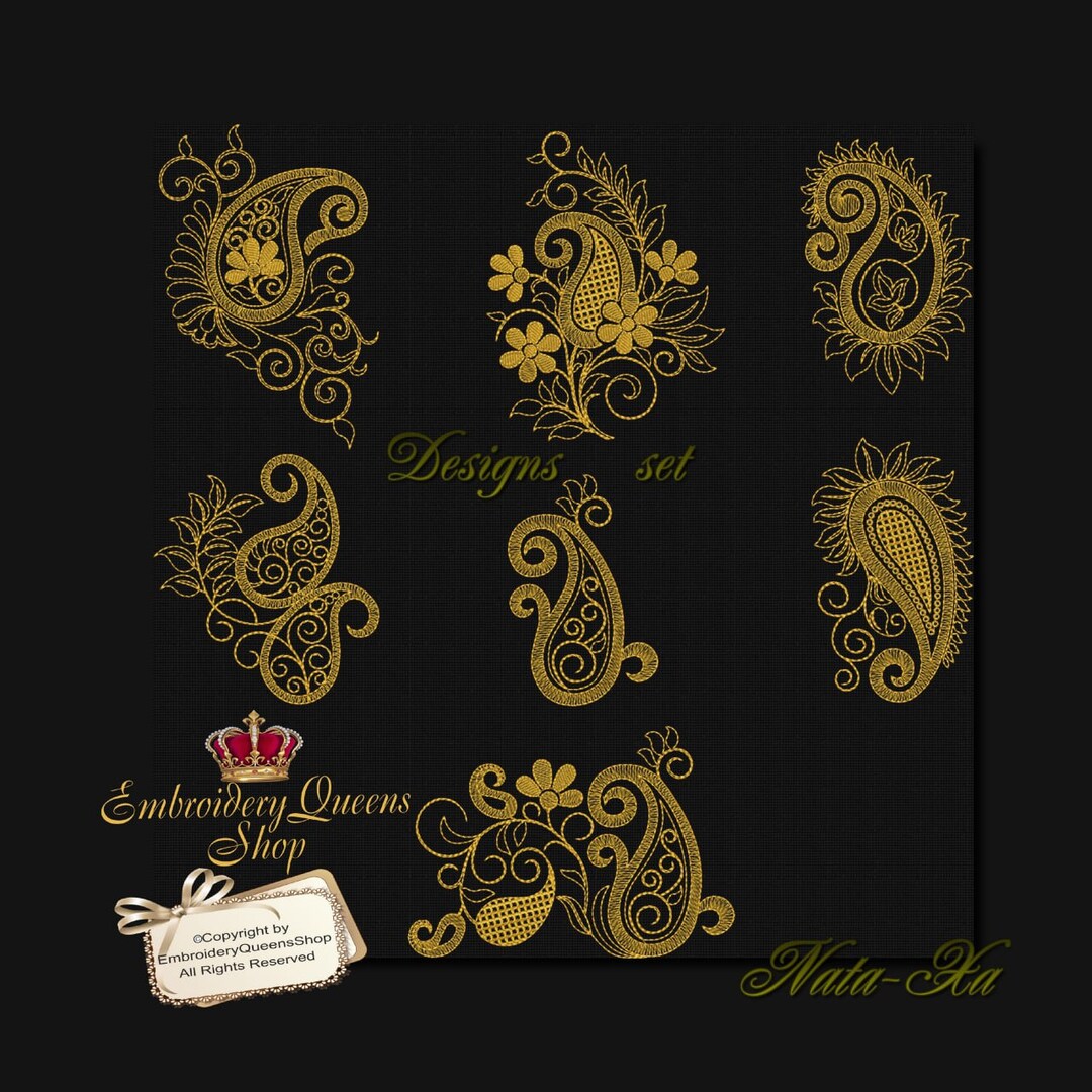 Paisley Machine Embroidery Design Set of 7 Designs 2 Sizes Each Fit 4 ...