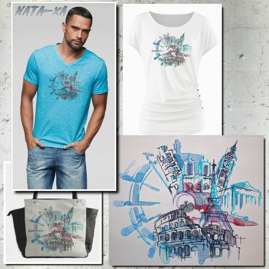 Machine Embroidery Design the Ship's Wheel City Scape Series for Hoops ...