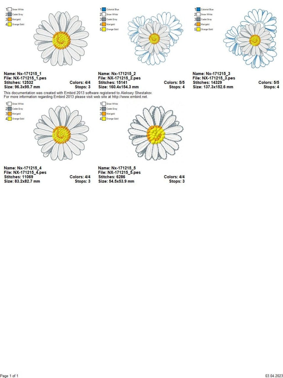Daisy Machine Embroidery Design Set 5 Designs to Download Fit 4x4 ...