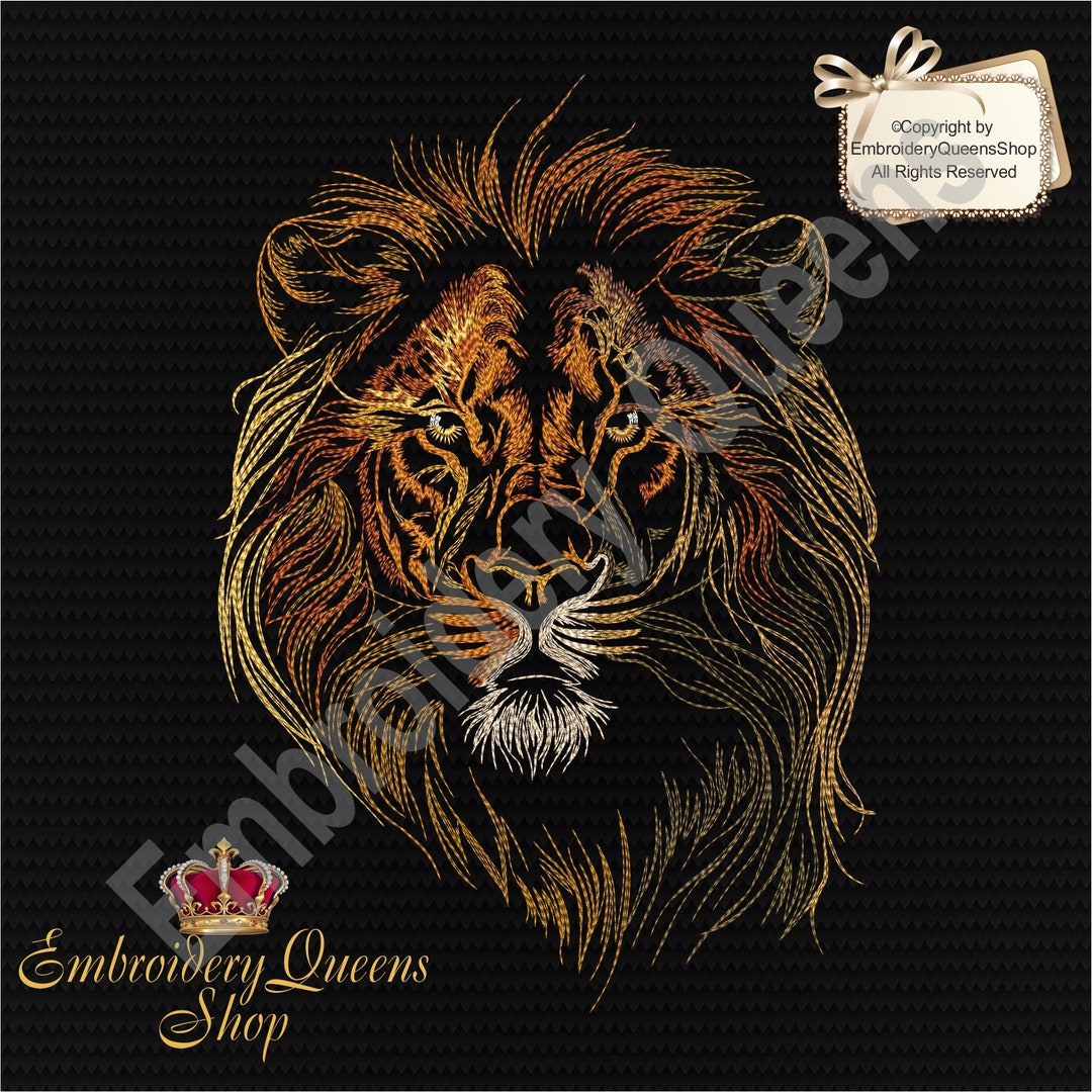 Lion Machine Embroidery Design Realistic Lion Head 8 Sizes Download Fit ...