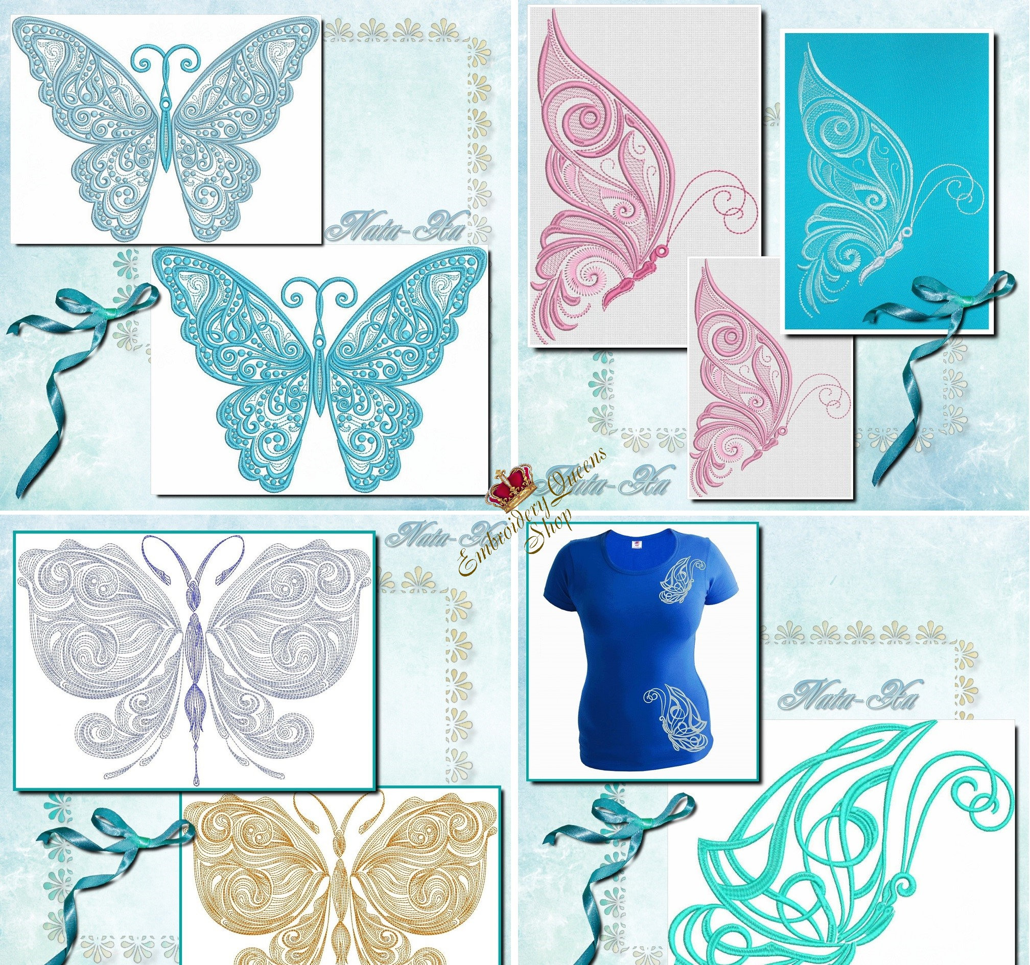 Butterfly Machine Embroidery Design. Set of 4 Designs 2 Sizes - Etsy