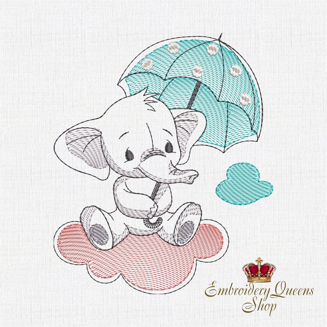 Baby Elephant on the Cloud Machine Embroidery Design for a Babies and ...
