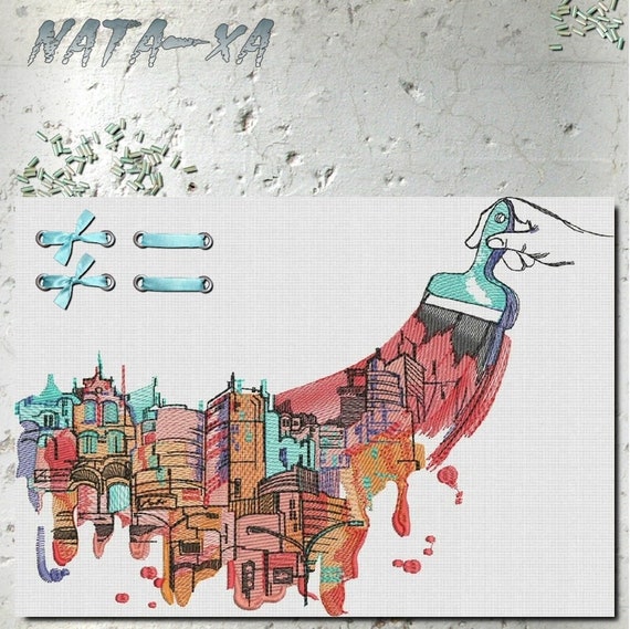 Machine Embroidery Design Paint Brush. City Scape Series. for - Etsy