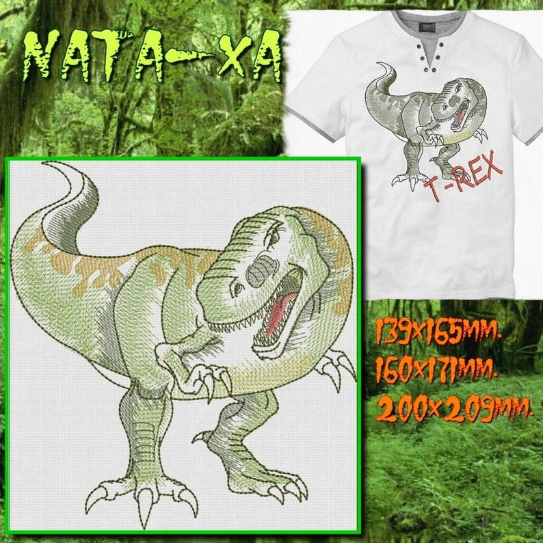 T-rex Dinosaur Machine Embroidery Design. 3 Sizes to Download. - Etsy