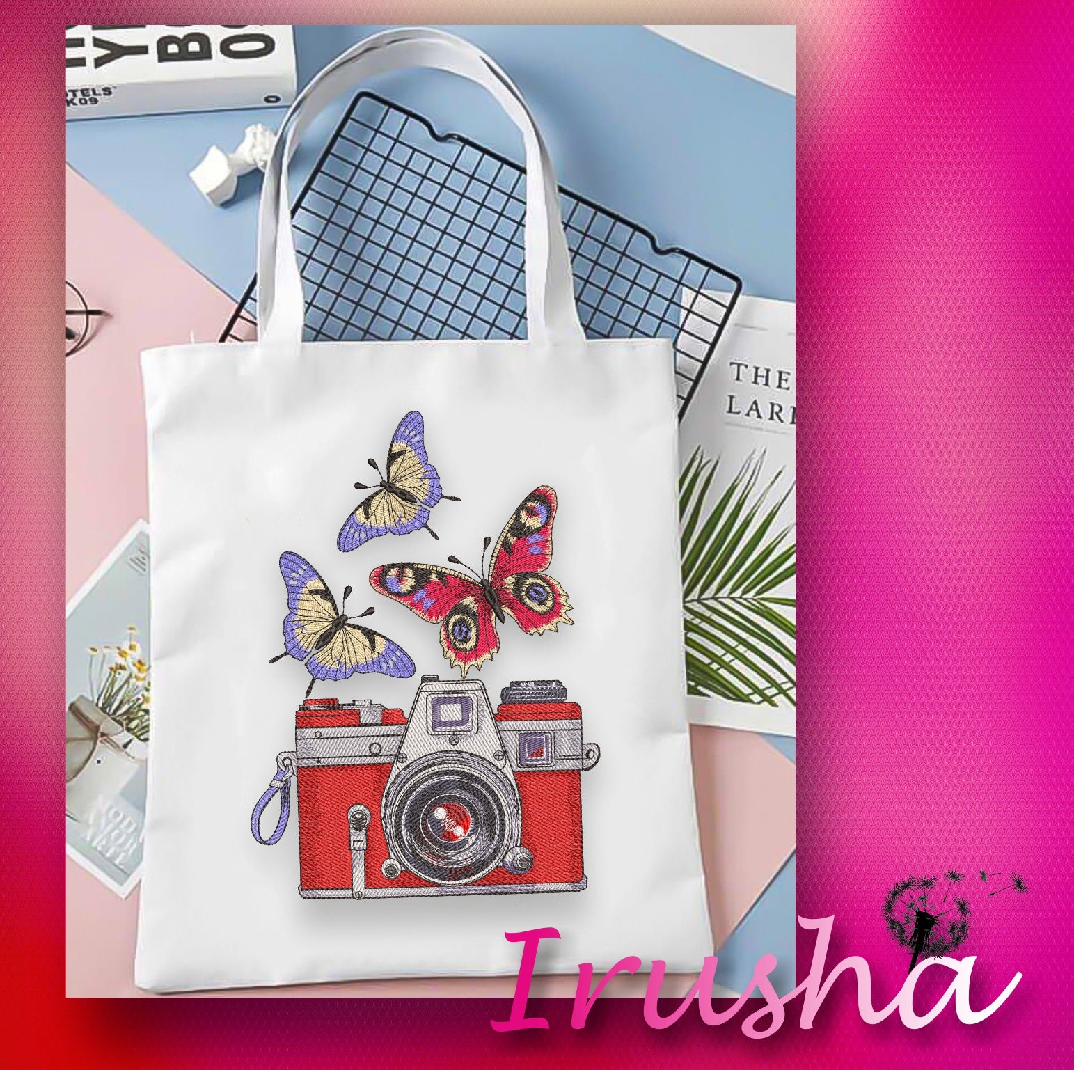 Camera and Butterflies Machine Embroidery Design Set of 3 Designs Each ...