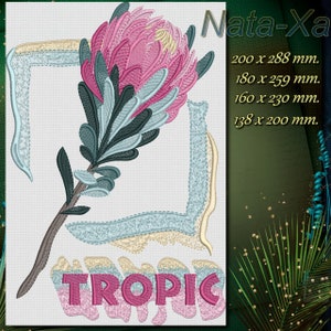 Tropical Flower Machine Embroidery Design Tropics Series 4 Sizes to ...