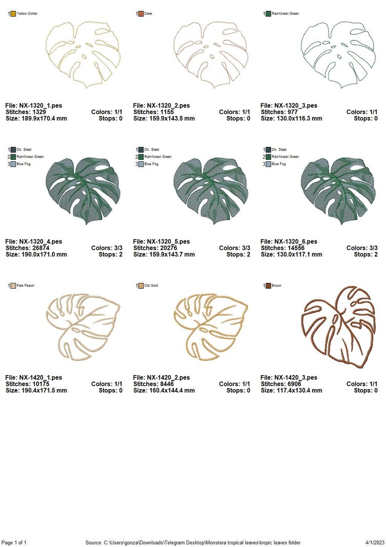 Monstera Machine Embroidery Design Set Fit 5x7 - Etsy