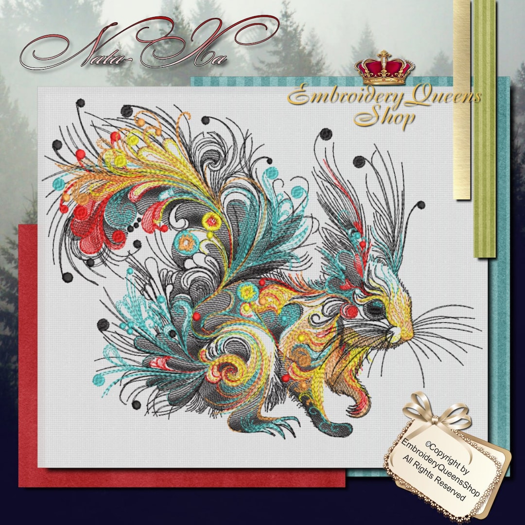 Squirrel Machine Embroidery Design Rainbow Squirrel 8 Sizes to Download ...