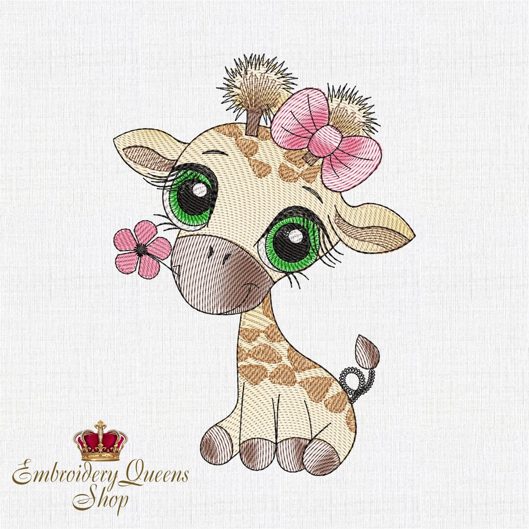 Girl Giraffe Machine Embroidery Designs for Baby Children Instant ...