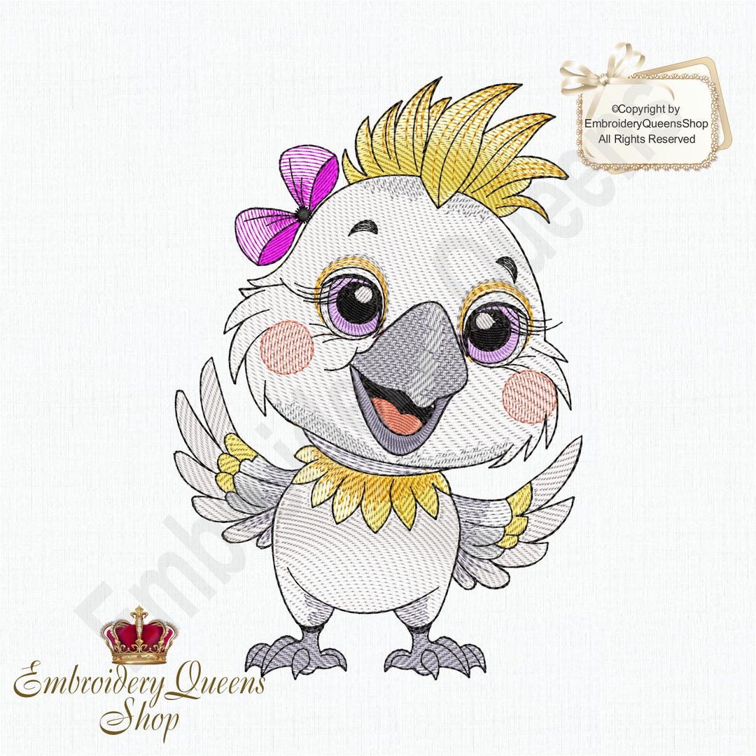 Baby Cockatoo Parrot Machine Embroidery Design Safari Babies Series 3 ...