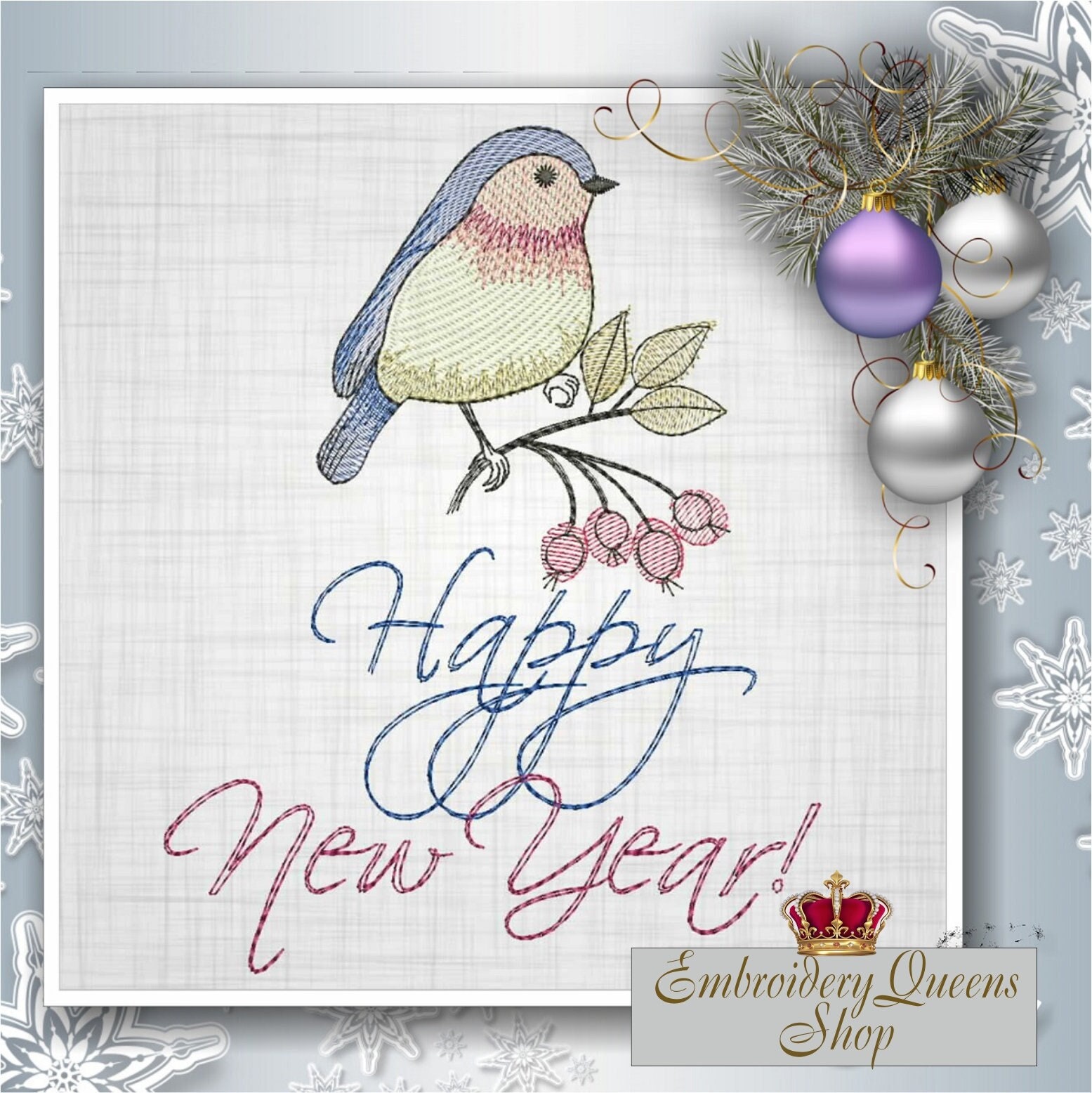 Cute Winter Bird Chickadee and Happy New Year Caption Machine ...