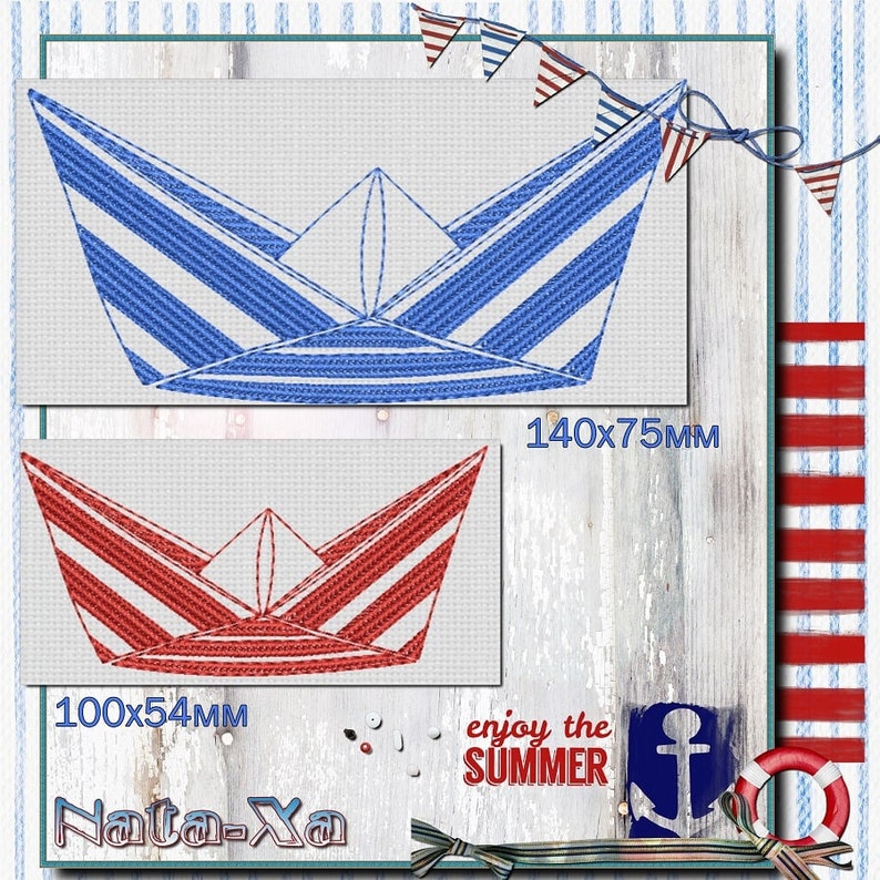 Paper Boat Machine Embroidery Design Set. Boat & Lotus Flower + Boat ...