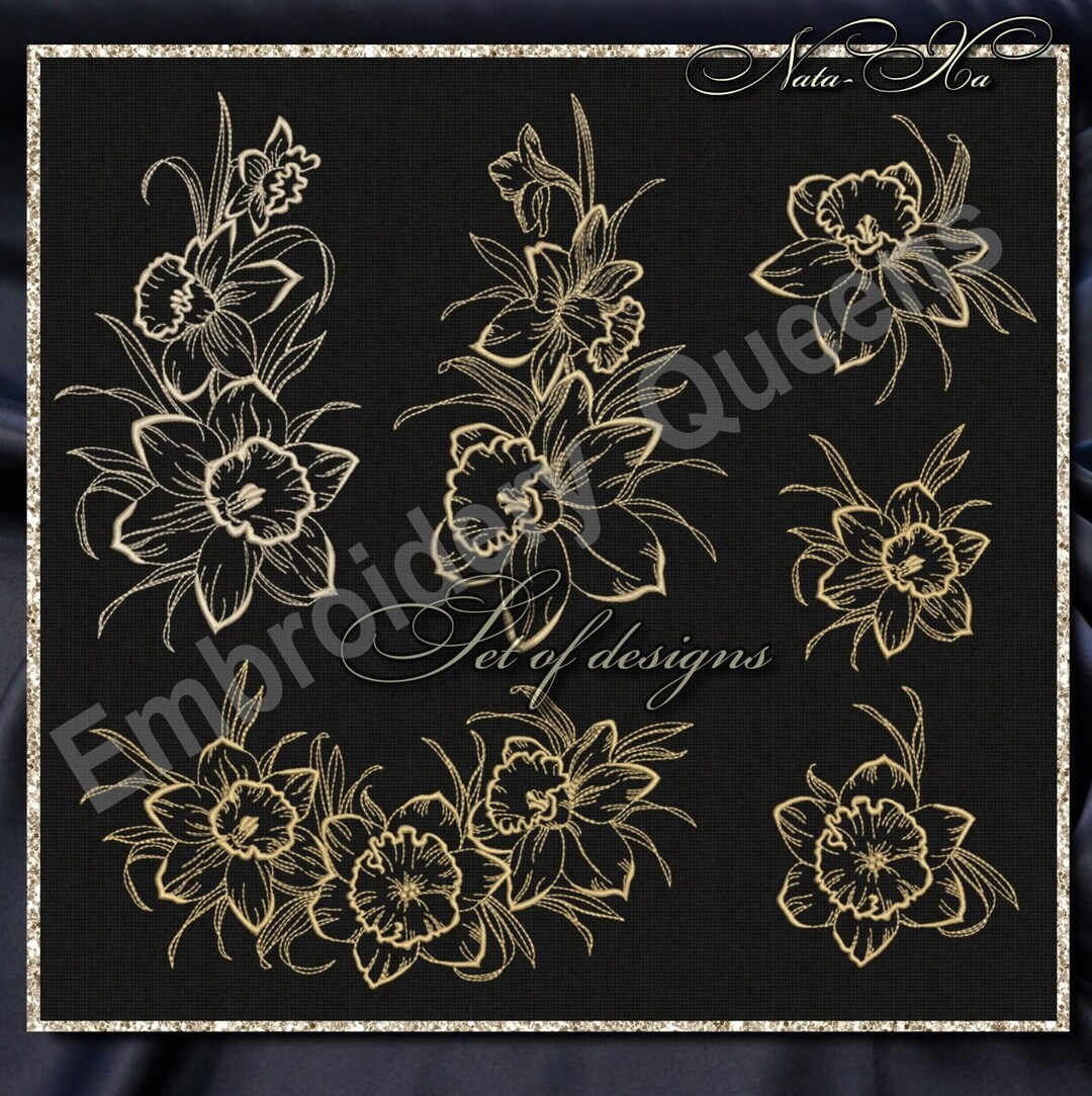 Daffodils Machine Embroidery Design Set of 6 Designs 3 Sizes Each Fit ...