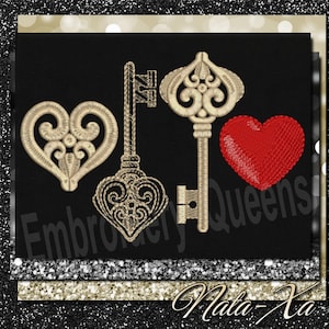 Key and Heart Machine Embroidery Designs Set 4 Files to Download Each ...