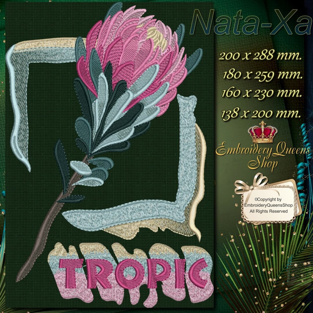 Tropical Flower Machine Embroidery Design Tropics Series 4 Sizes to ...