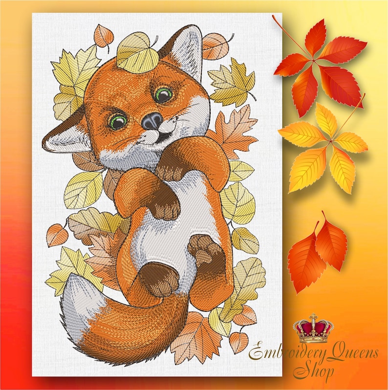 Cute Baby Red Fox Machine Embroidery Designs Instant Download for Hoop ...