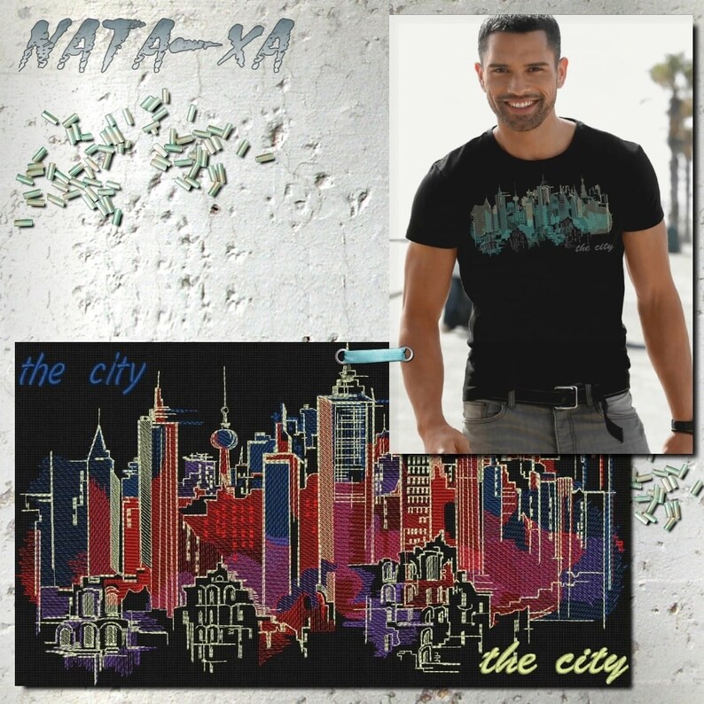 City Buildings Skyscrapers Machine Embroidery Design City Scape Series ...