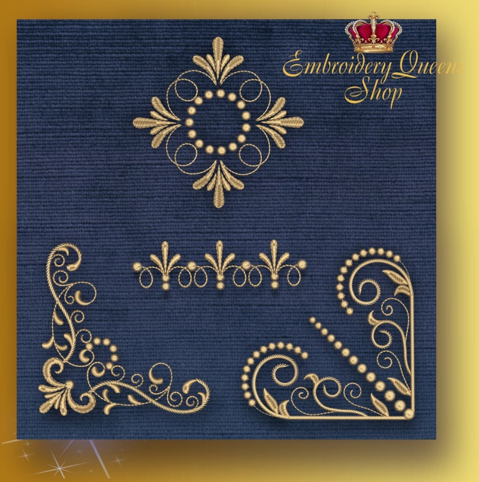 Flurry #5 Flourishes Machine Embroidery Design Set of 4. 5 Sizes Fit ...