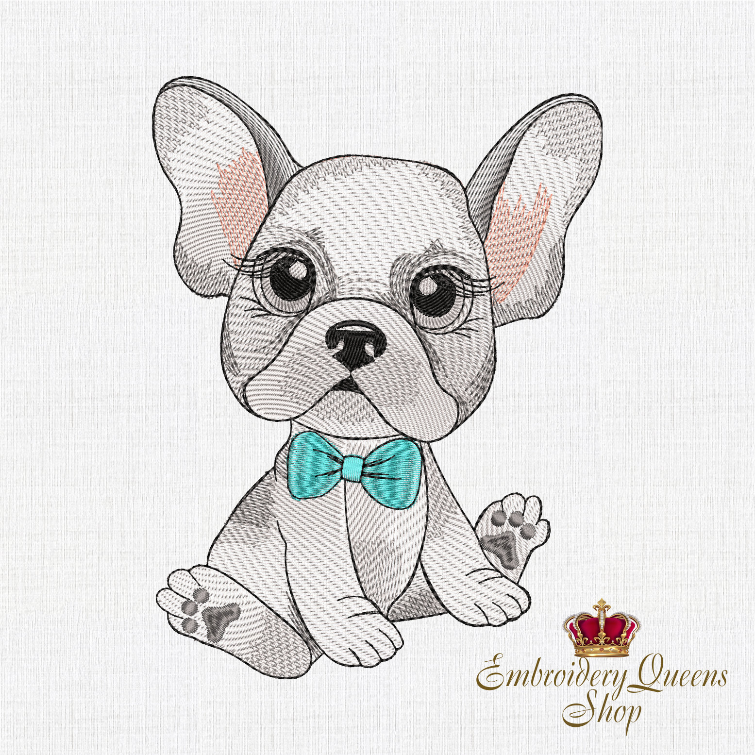 Cute Baby French Bulldog Frenchie Puppy Dog Machine Embroidery Designs ...