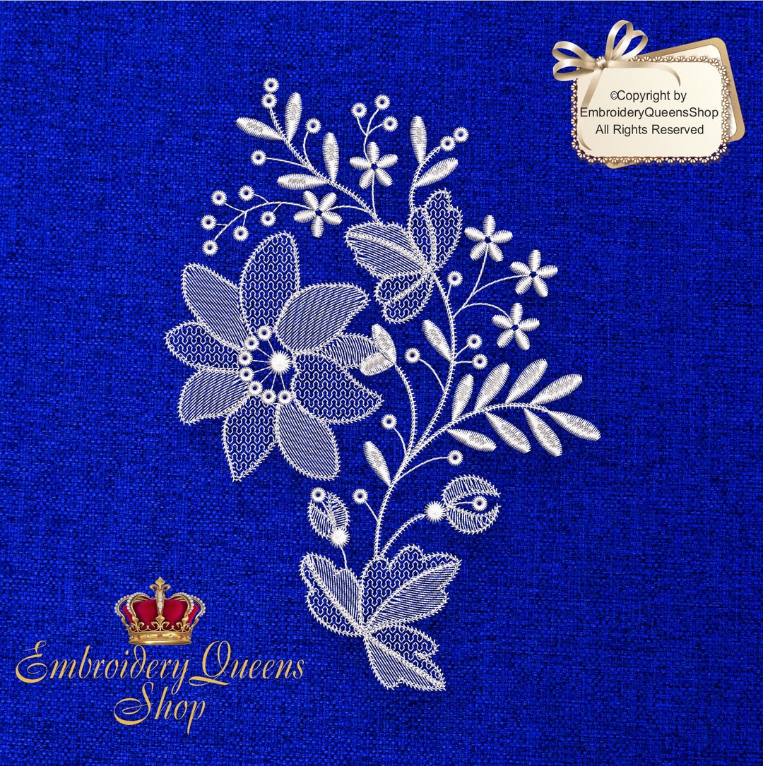 Boho Flower Machine Embroidery Design. Lace Imitation. 3 Sizes to ...