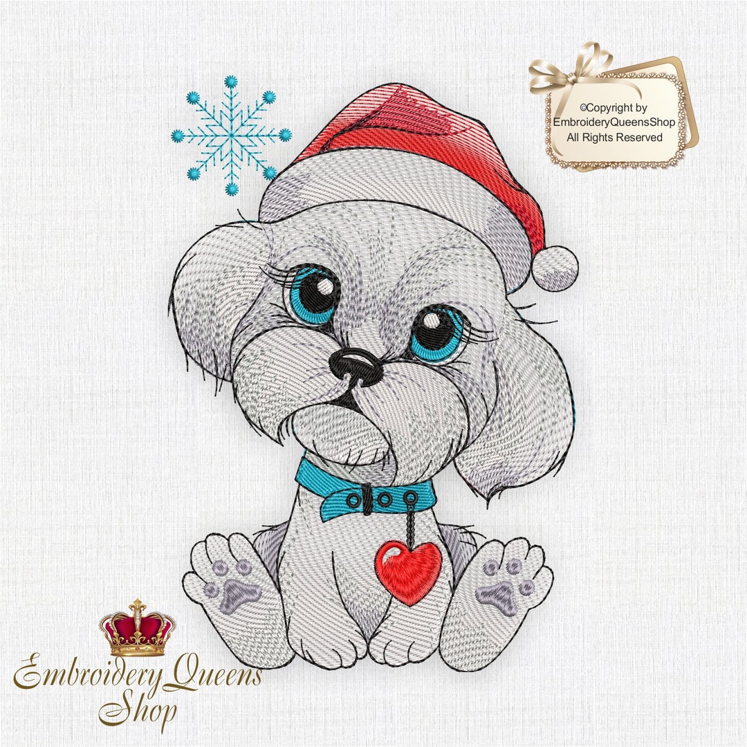 Christmas Puppy Dog Machine Embroidery Design Xmas Babies Series 3 ...