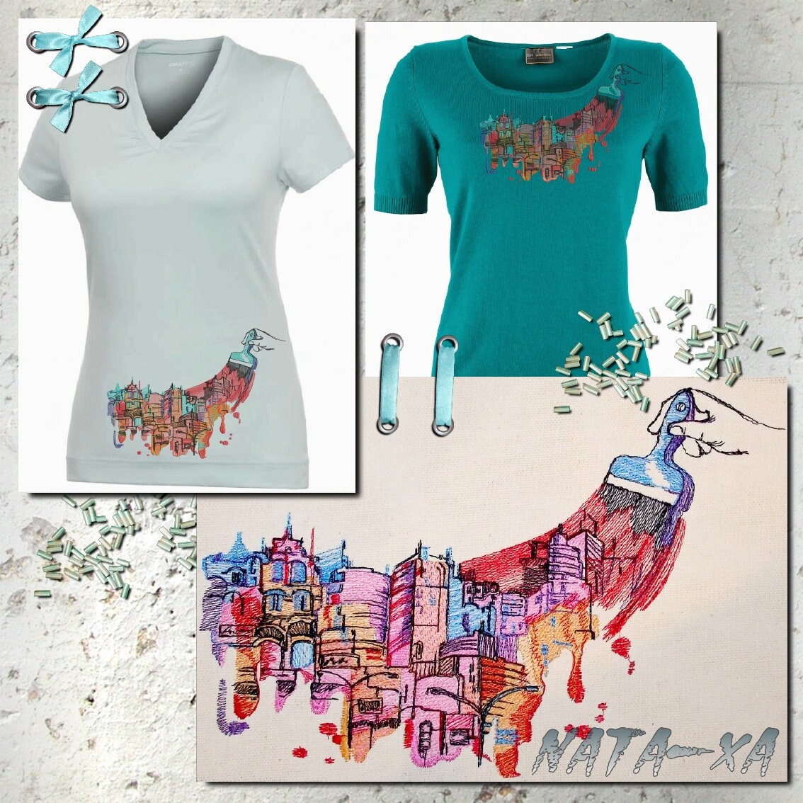 Machine Embroidery Design Paint Brush. City Scape Series. for Hoops 5 ...