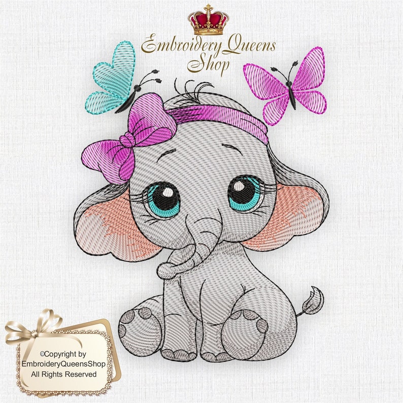 Baby Girl Elephant Machine Embroidery Design Safari Babies - Etsy