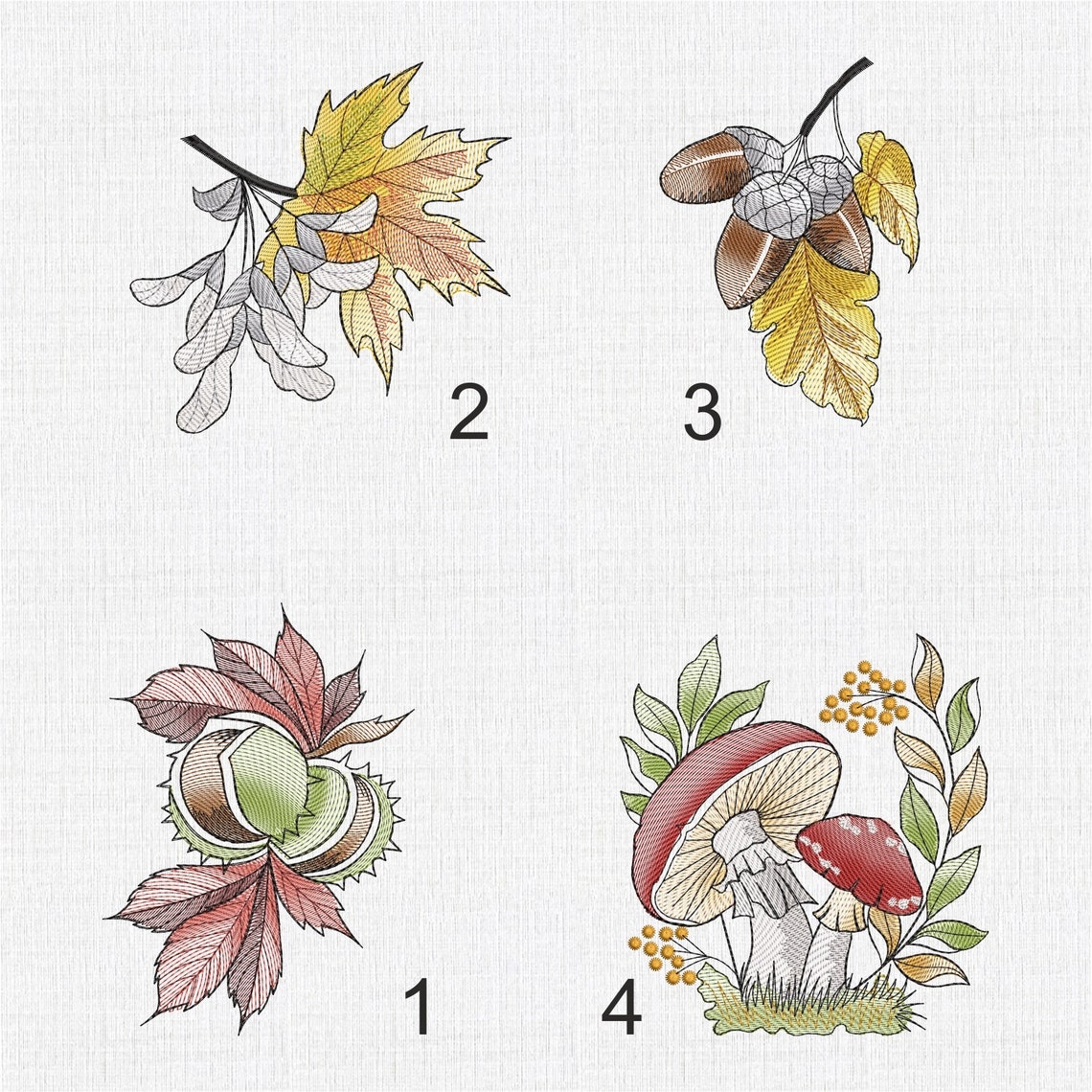 Autumn Machine Embroidery Designs Set Instant Download in 2 Sizes Small ...
