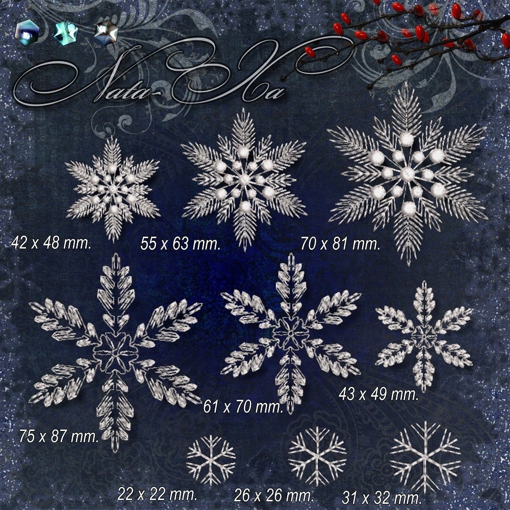 Set of 9 Snowflakes Machine Embroidery Design for Small Hoops - Etsy