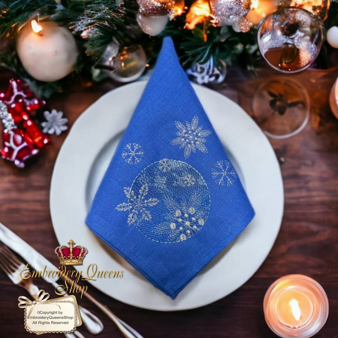 Winter Christmas Napkin Corner Machine Embroidery Design Winter Motives ...
