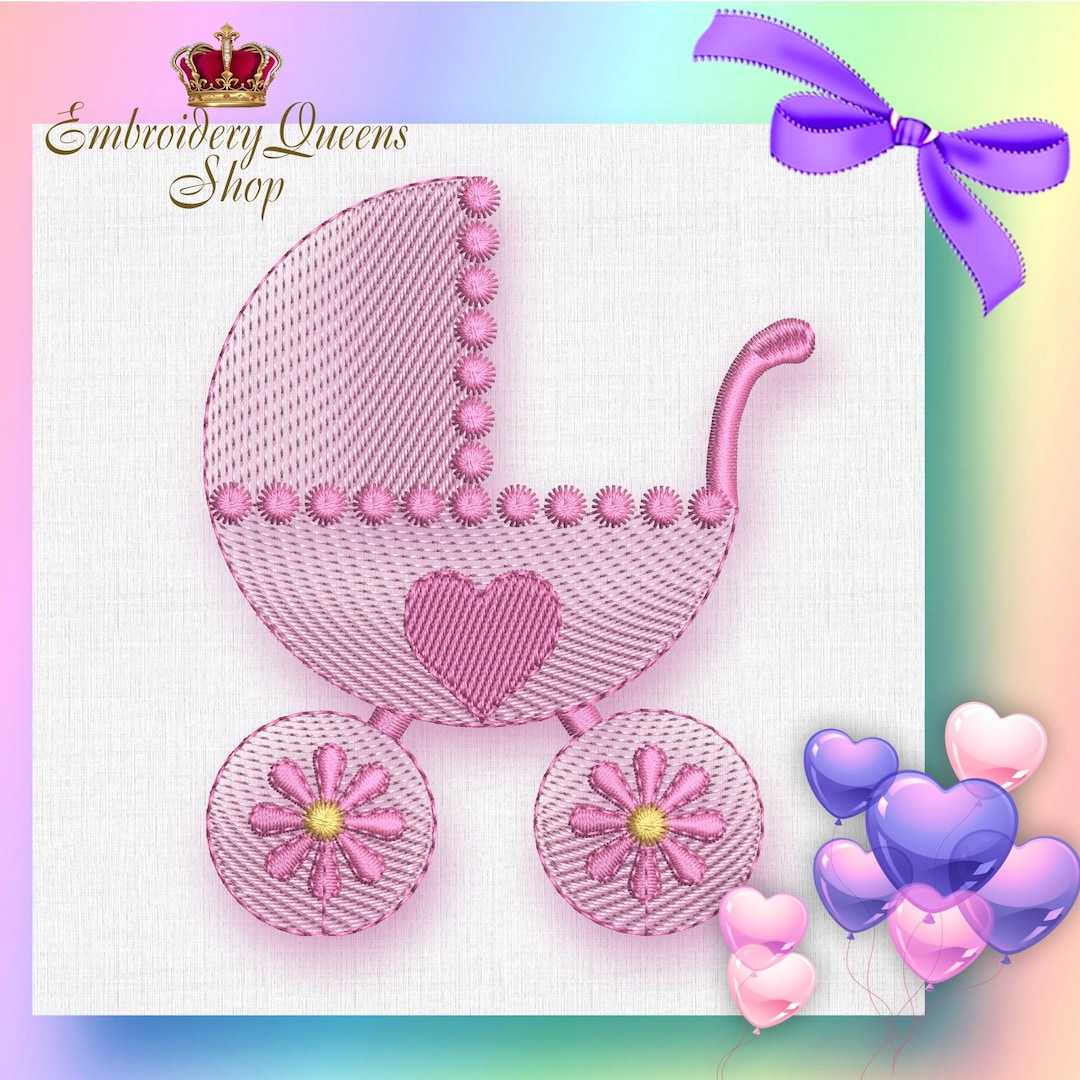 Baby Stroller Machine Embroidery Design 5 Sizes Fit Small Hoops Boy ...
